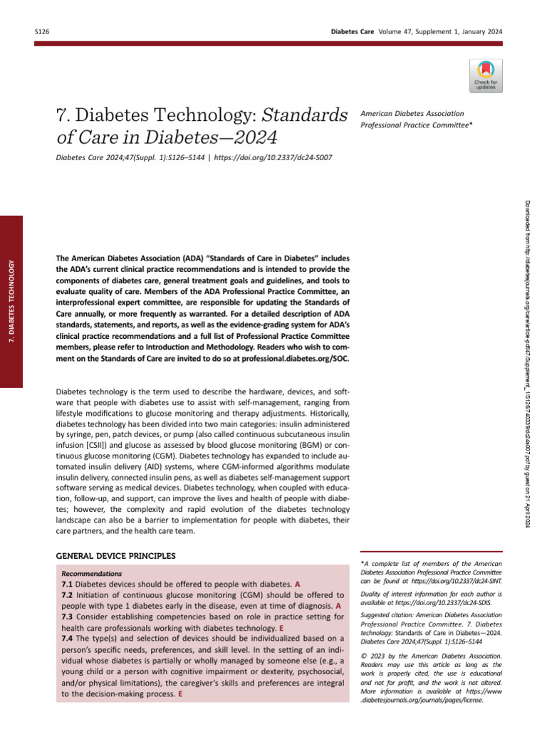 Diabetes Technology - Standards of Care in Diabetes-2024 | Download ...