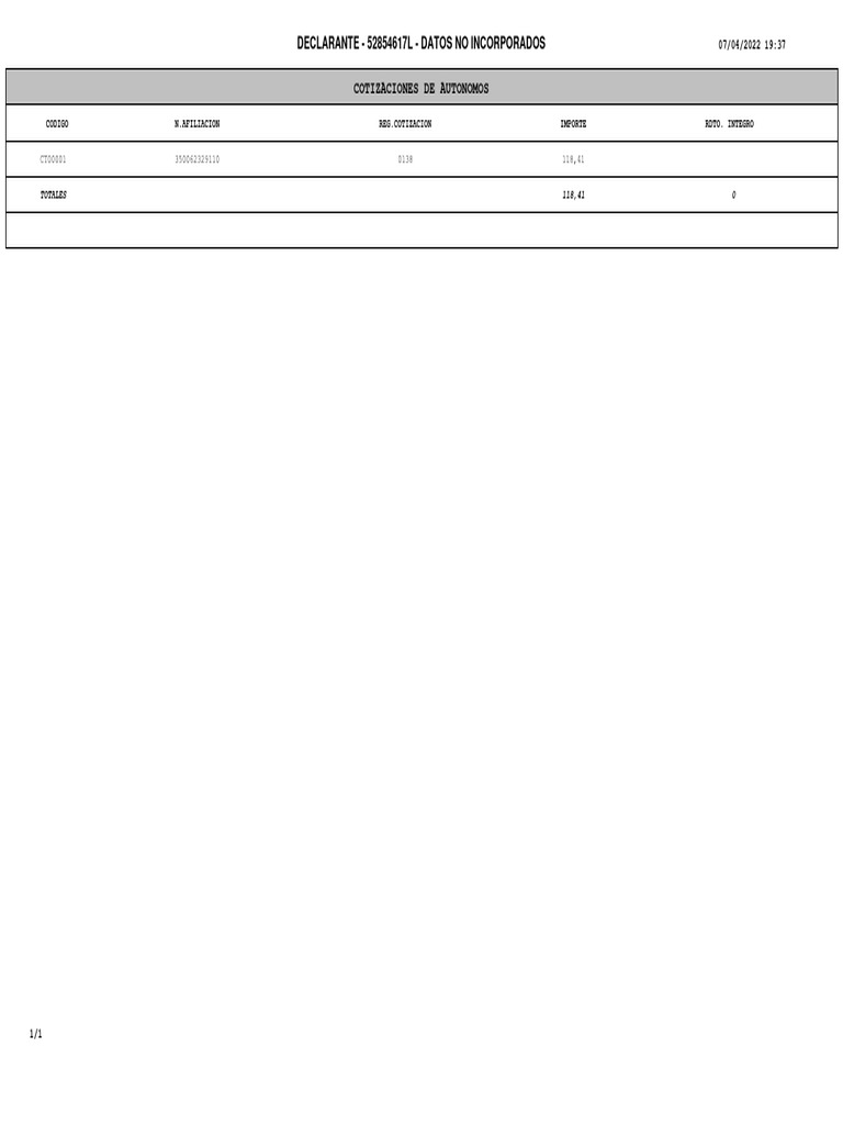 Declarante 52854617L Datos NO Incorporados | PDF