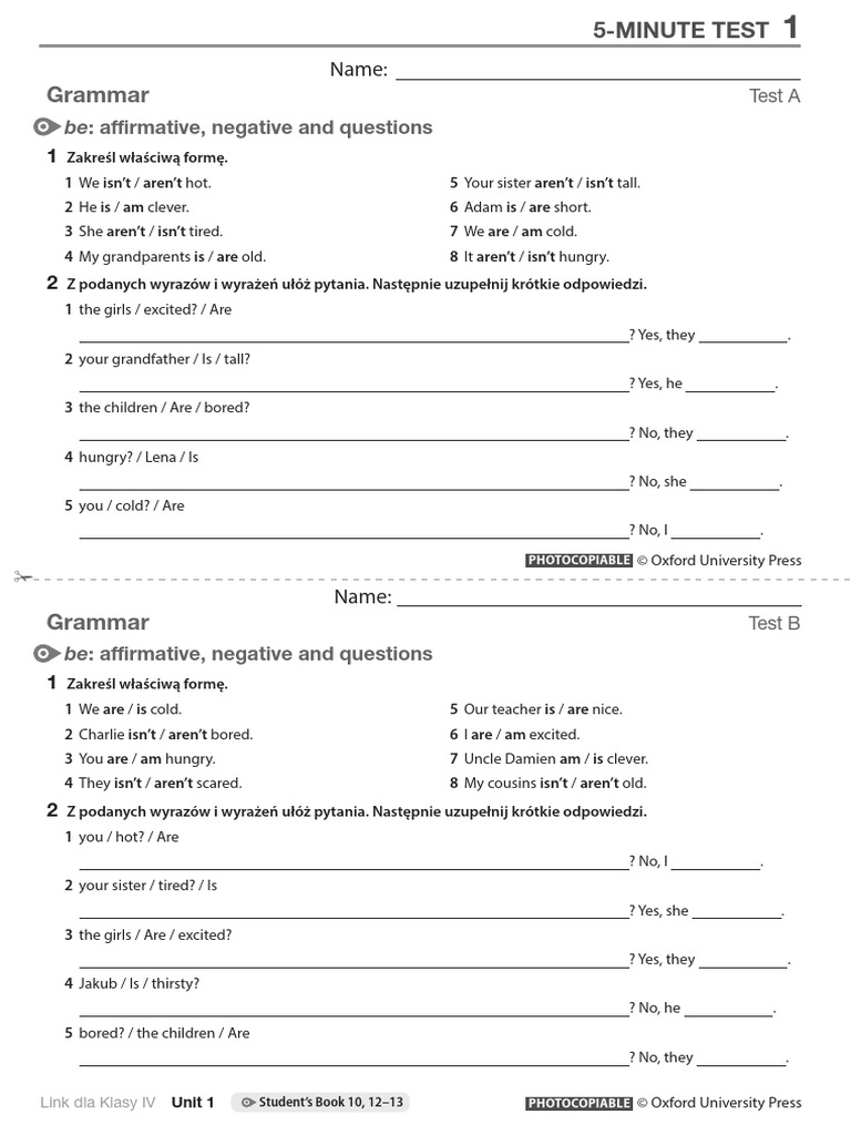 Link L4 U1 5min Test Grammar | PDF