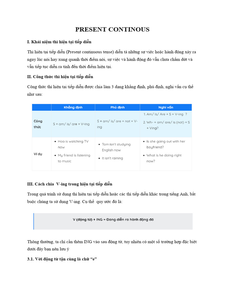 Present Continuous 1 | PDF