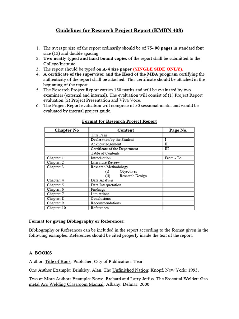 Guidelines Format - RPR (KMBN 408) - Even 2023-24 | PDF | Art