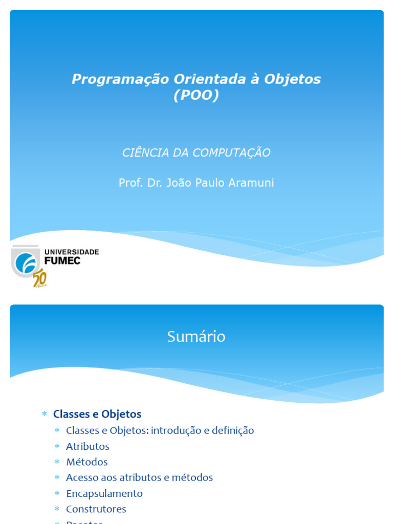 Aula03 Poo Classes e Objetos | PDF | Classe (programação de ...