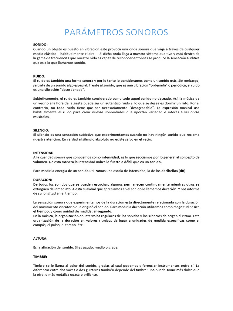 Parámetros Sonoros | PDF | Sonido | ruido