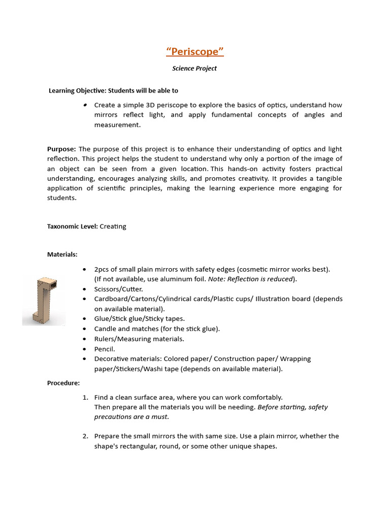 PERISCOPE | PDF | Mirror | Reflection (Physics)