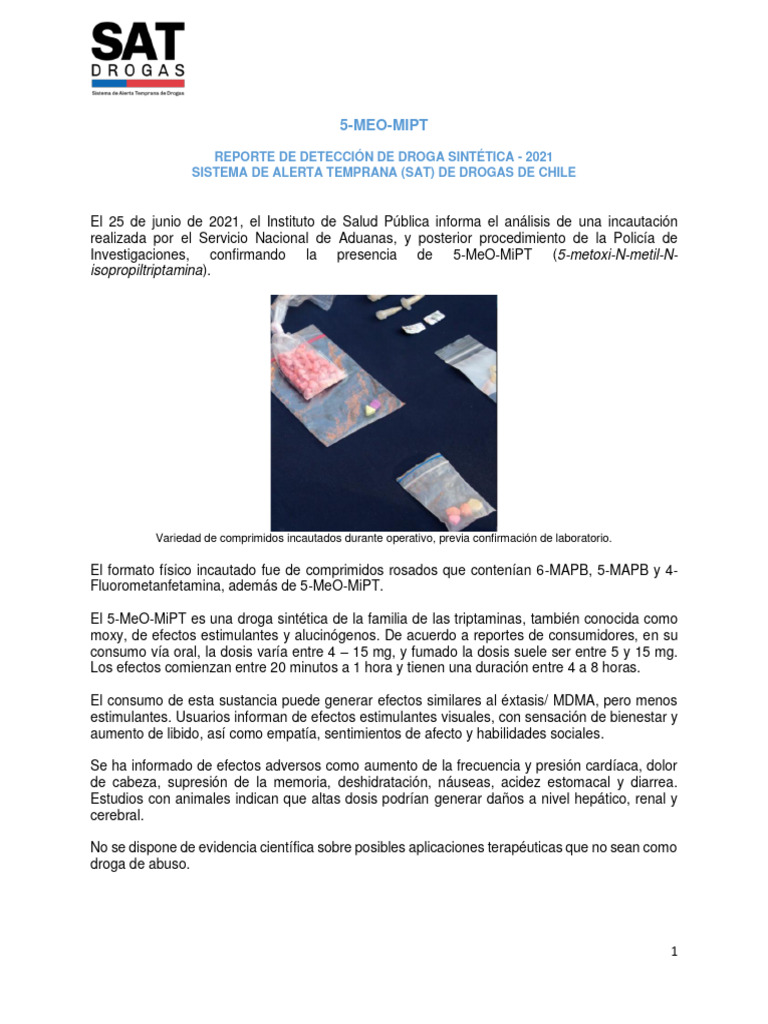 Informe sobre 5-MeO-MiPT en Chile | PDF | Mdma | Drogas