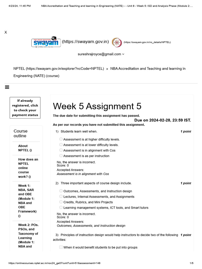 Week 5 Assignment 5: (Https://swayam - Gov.in) | PDF | Educational Assessment | Multiple Choice