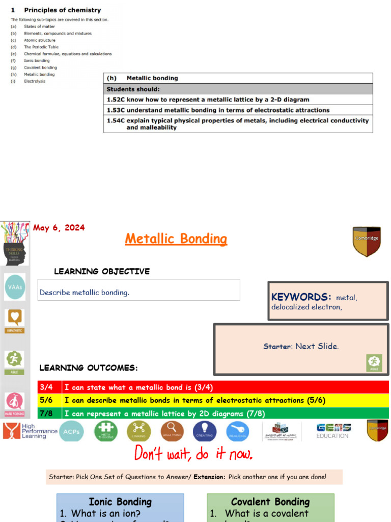 L12 - Metallic Bonding | PDF | Chemical Bond | Ion