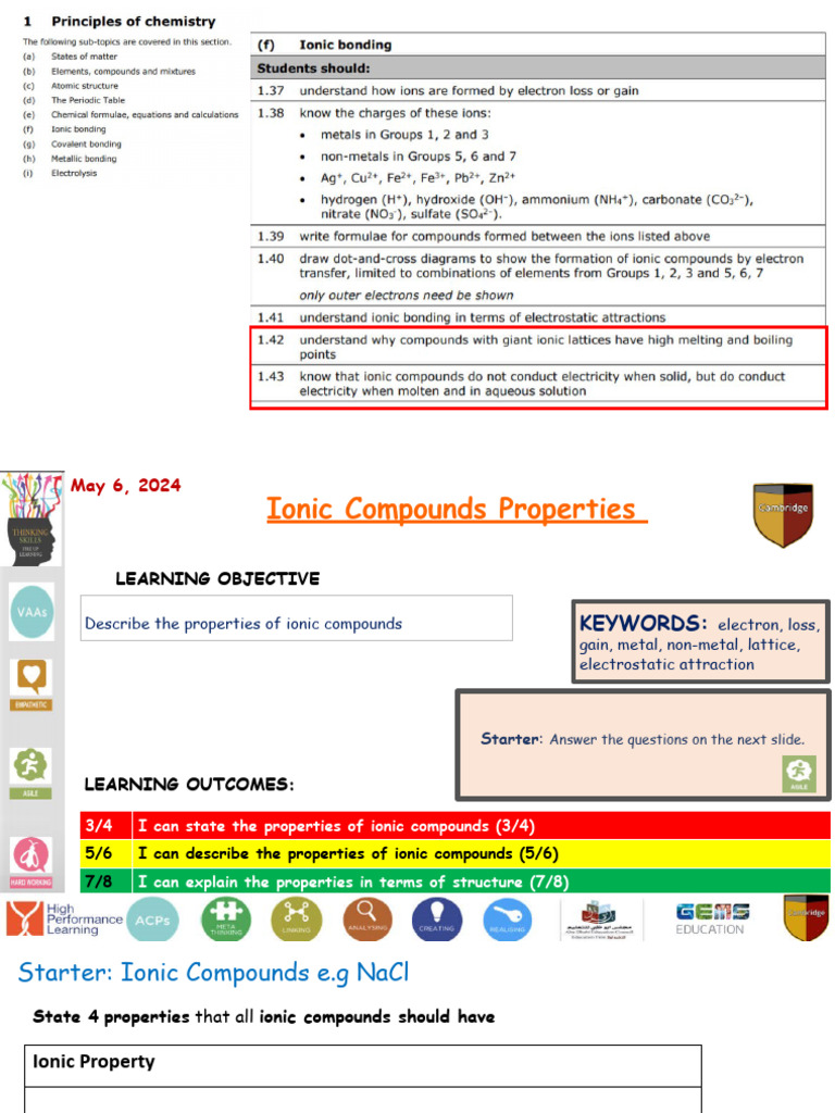 L7 - Ionic Compounds Properties | PDF | Ion | Ionic Bonding