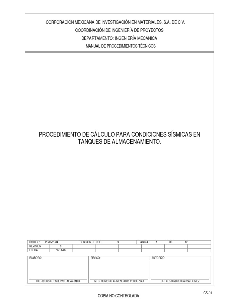 Comimsa Calculom Por Sismo de Tanques | PDF | Tanques | Ingeniería mecánica