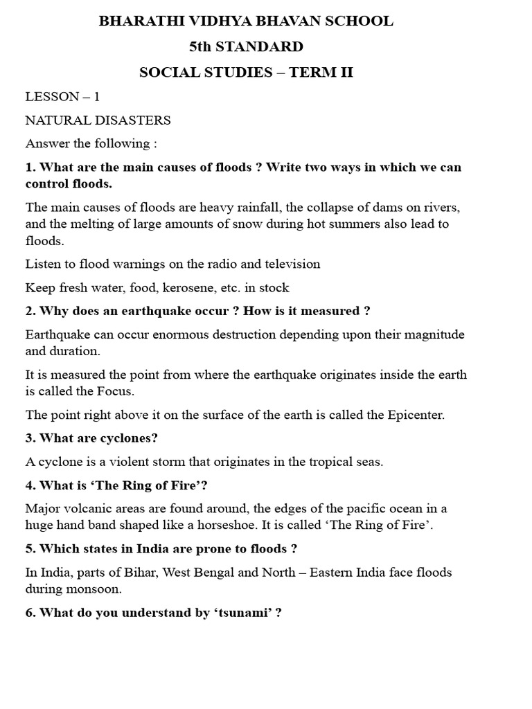 Grade V 5 Social Key Answers | PDF | Mahatma Gandhi | Flood