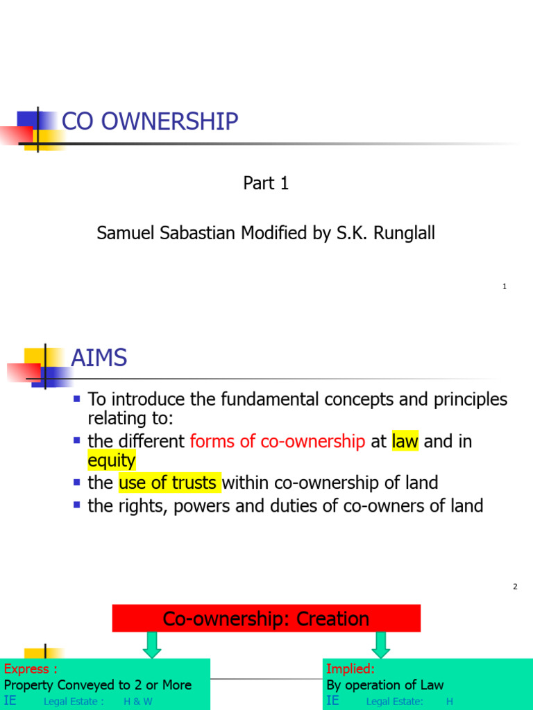 Land Law PowerPoint 5 - Co-Ownership Part 1 | PDF | Concurrent Estate ...