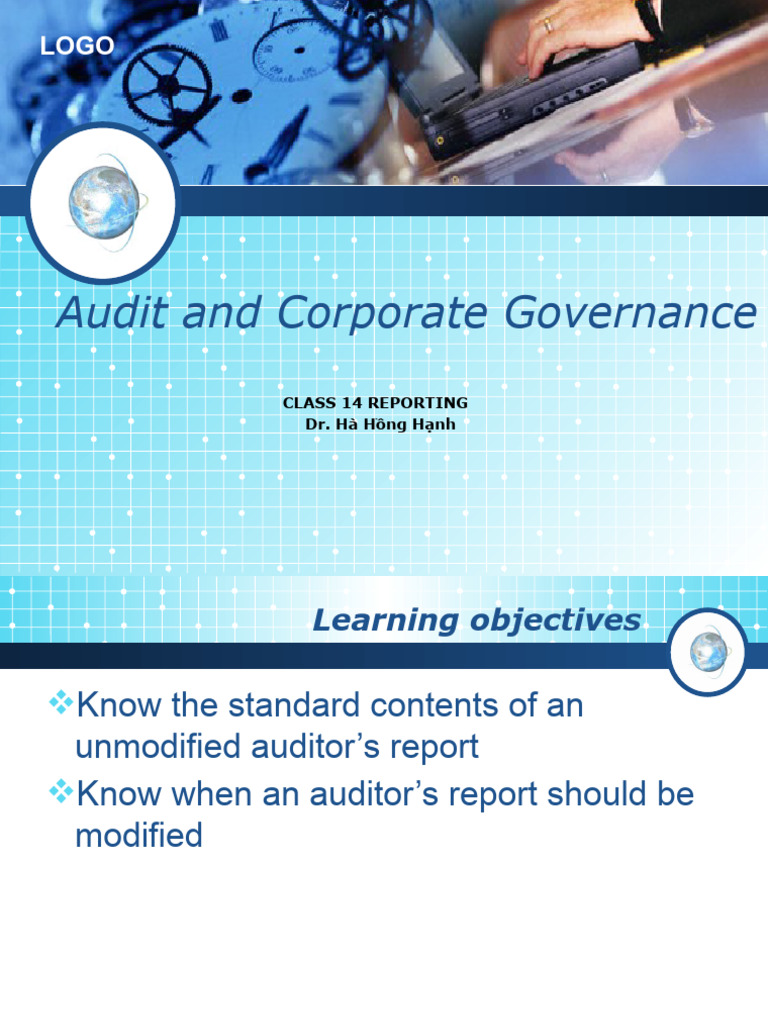 Audit and Corporate Governance Week 6 Reporting | PDF | Auditor's ...
