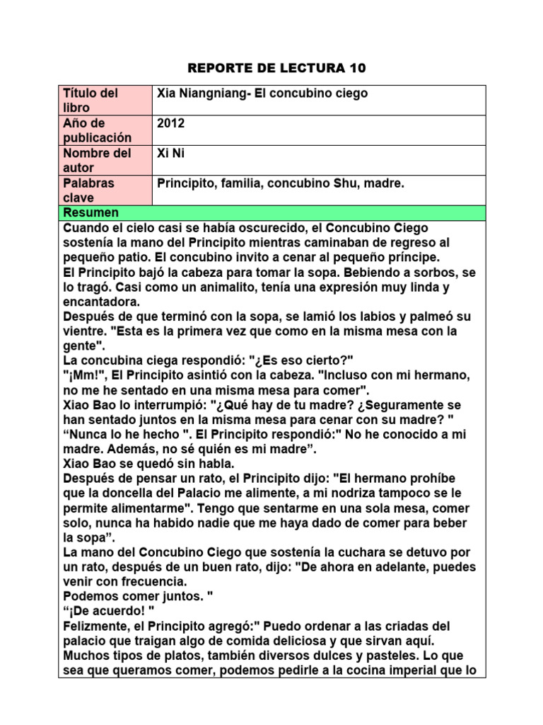 Informe De Lectura 10 Pdf El Principito 4397