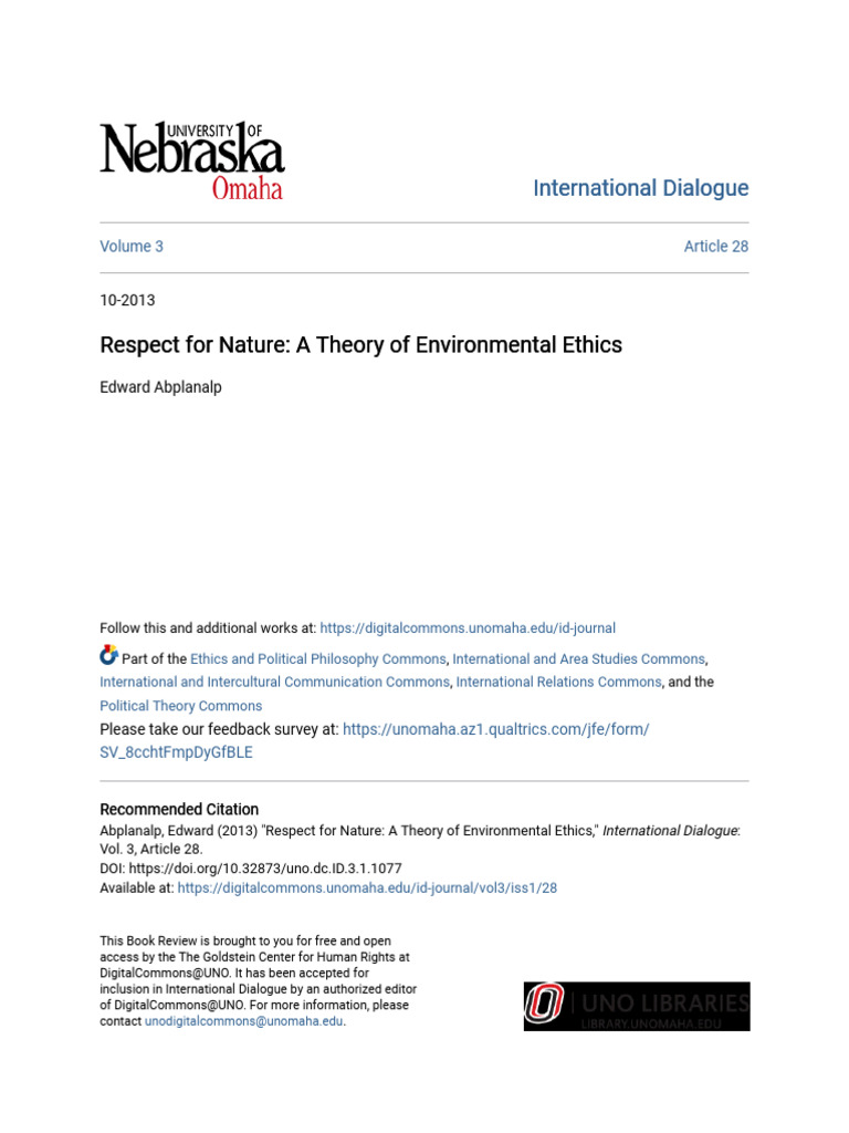 Respect For Nature - A Theory of Environmental Ethics | Download Free ...