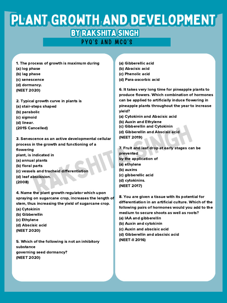 Plant Growth and Development | PDF | Plant Hormone | Auxin