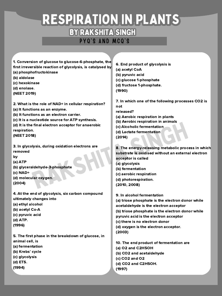 Respiration in Plants | PDF | Cellular Respiration | Diet & Nutrition