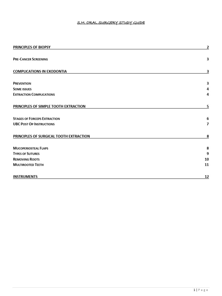 Oral Surgery Biopsy & Extraction Guide | PDF | Biopsy | Mouth