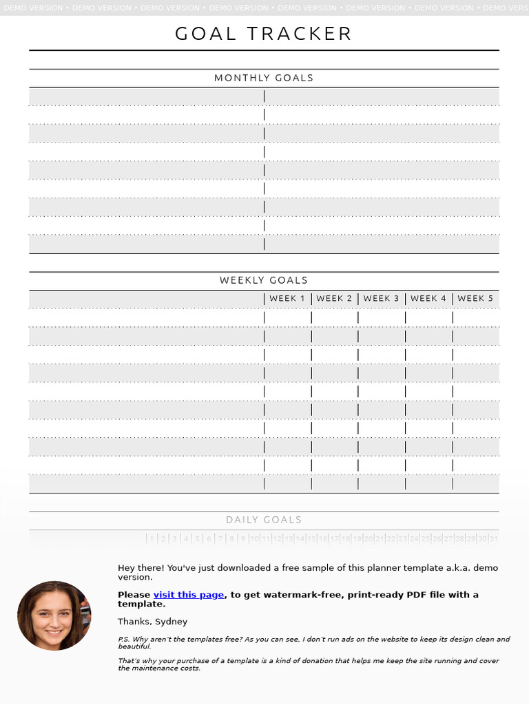 Goal Tracker Original Style-A4 | PDF