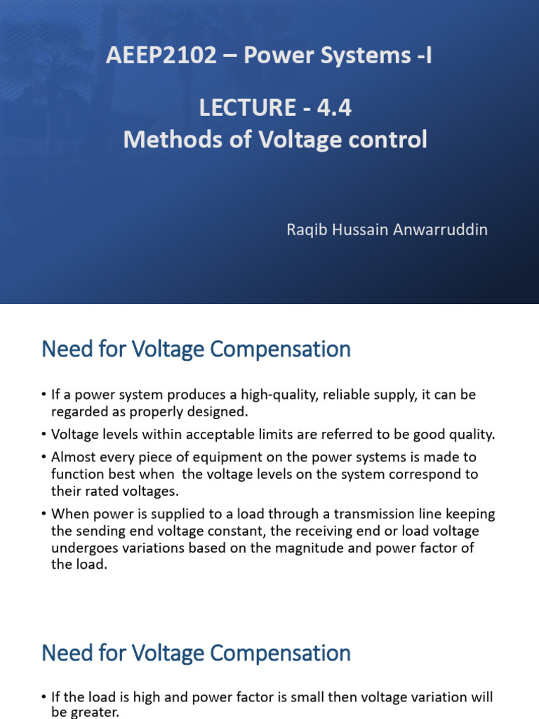 Lecture - 4.4 Voltage compensation of transmission line | PDF | Electronic Engineering | Electronics