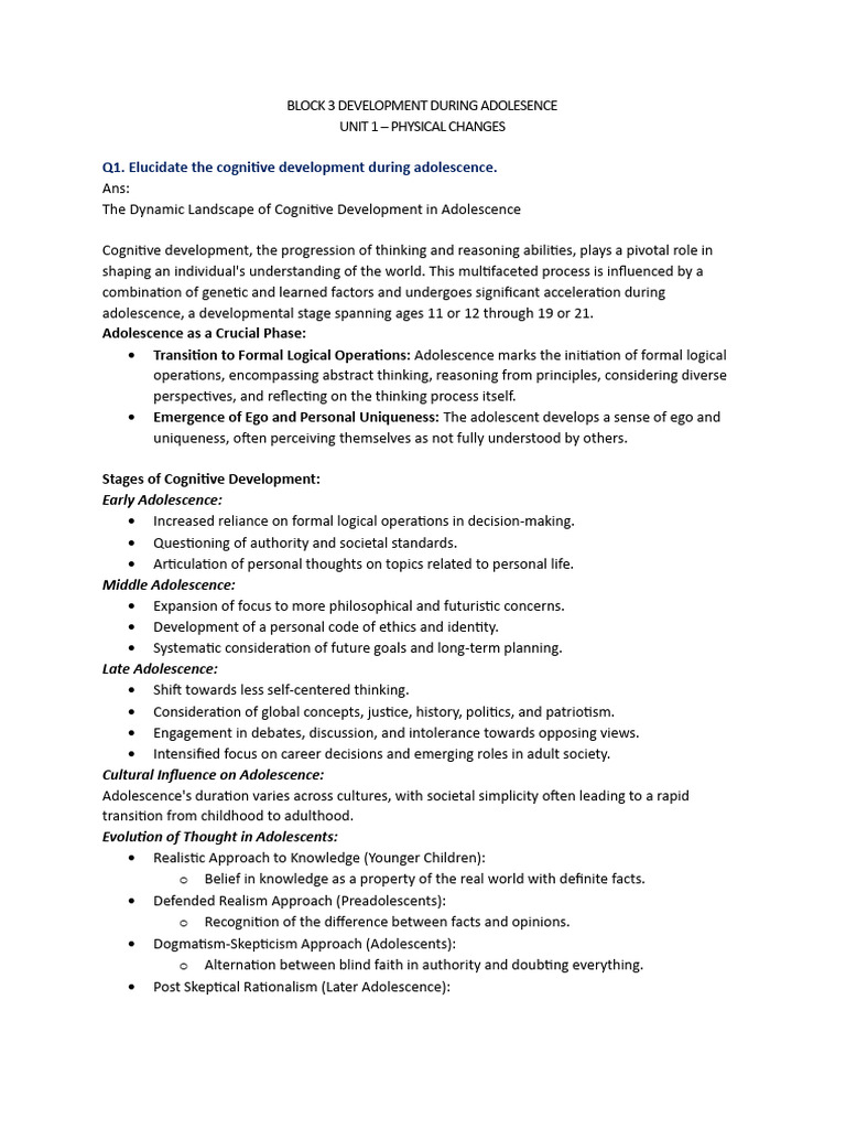 Block 3 Development During Adolesence | PDF | Identity (Social Science ...
