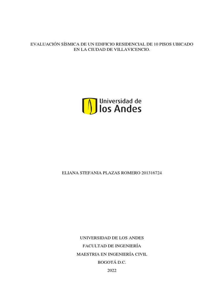 Evaluación Sísmica De Un Edificio Residencial De 10 Pisos Ubicado En La