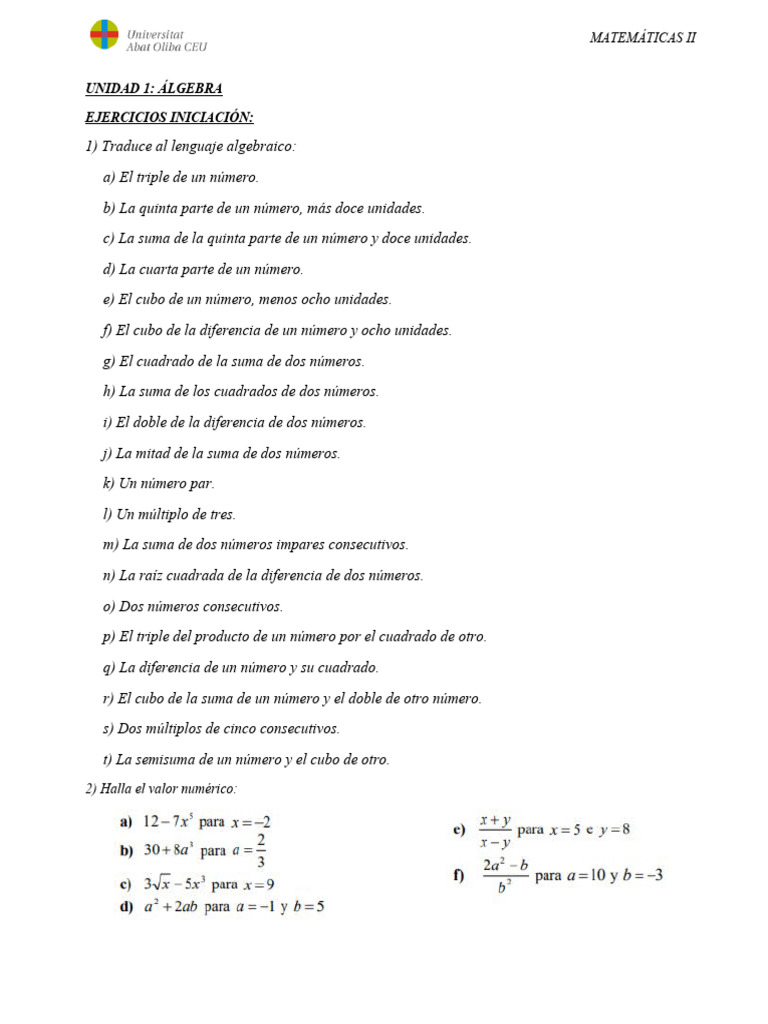 04 UNIDAD 1 EJERCICIOS | PDF | Análisis matemático | Objetos matemáticos