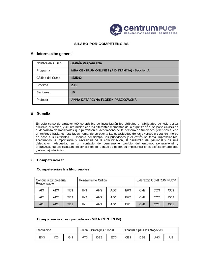 S labo Gesti n Responsable MBA Online 1 A PDF Evaluaci n Business