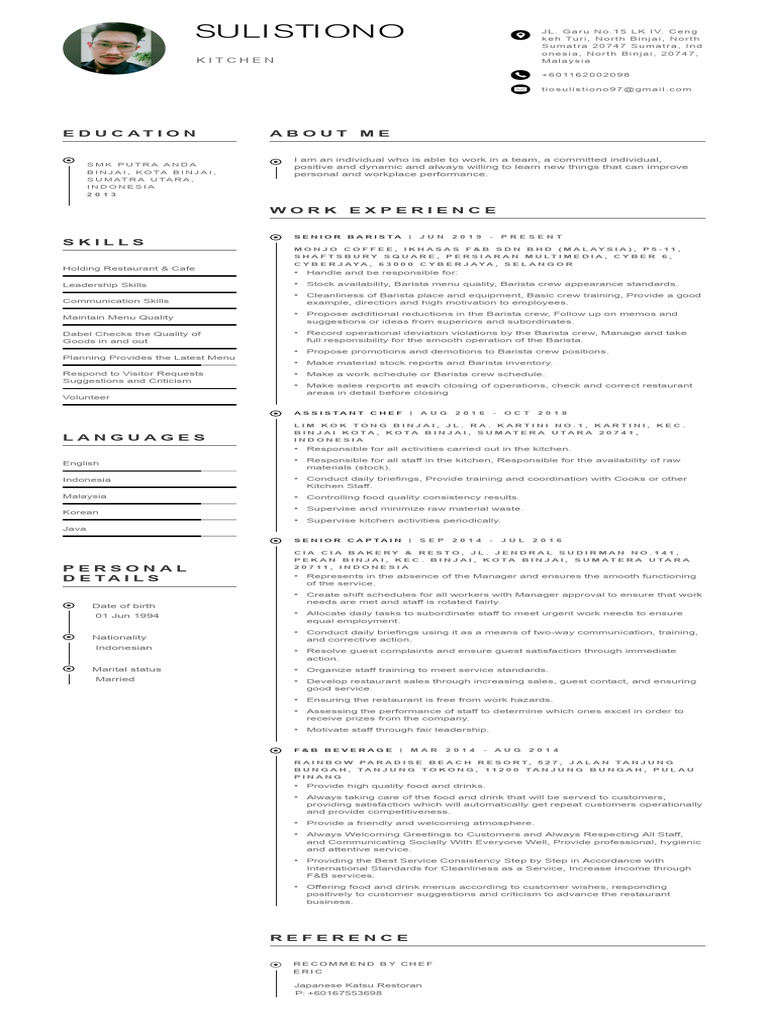 Resume - Sulistiono - For Kitchen-2 | PDF | Business