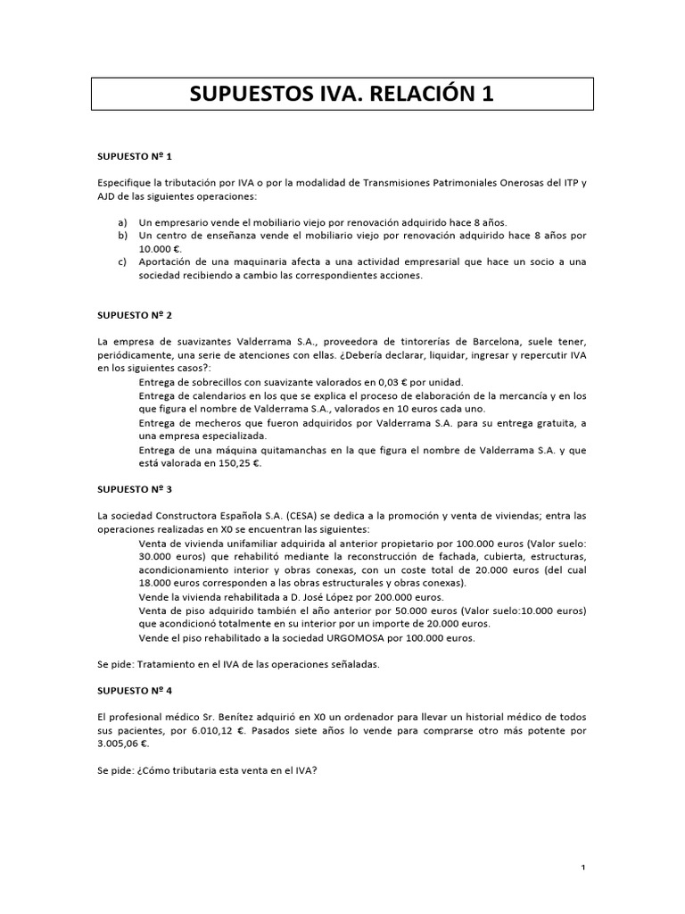 SUPUESTO #1 IVA - Enunciados | PDF | Business | Al por menor