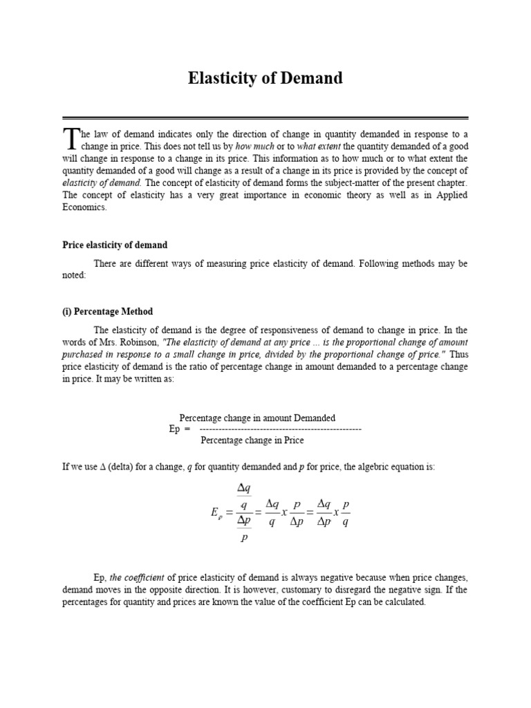 Elasticity of Demand Notes | PDF | Demand | Price Elasticity Of Demand