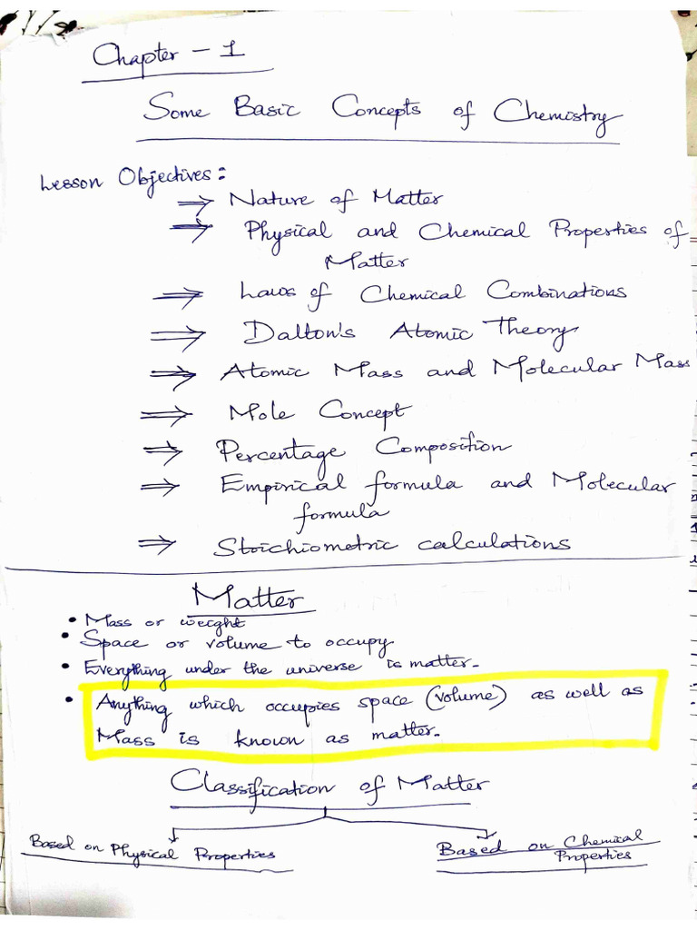 Some Basic Concepts of Chemistry Notes | PDF