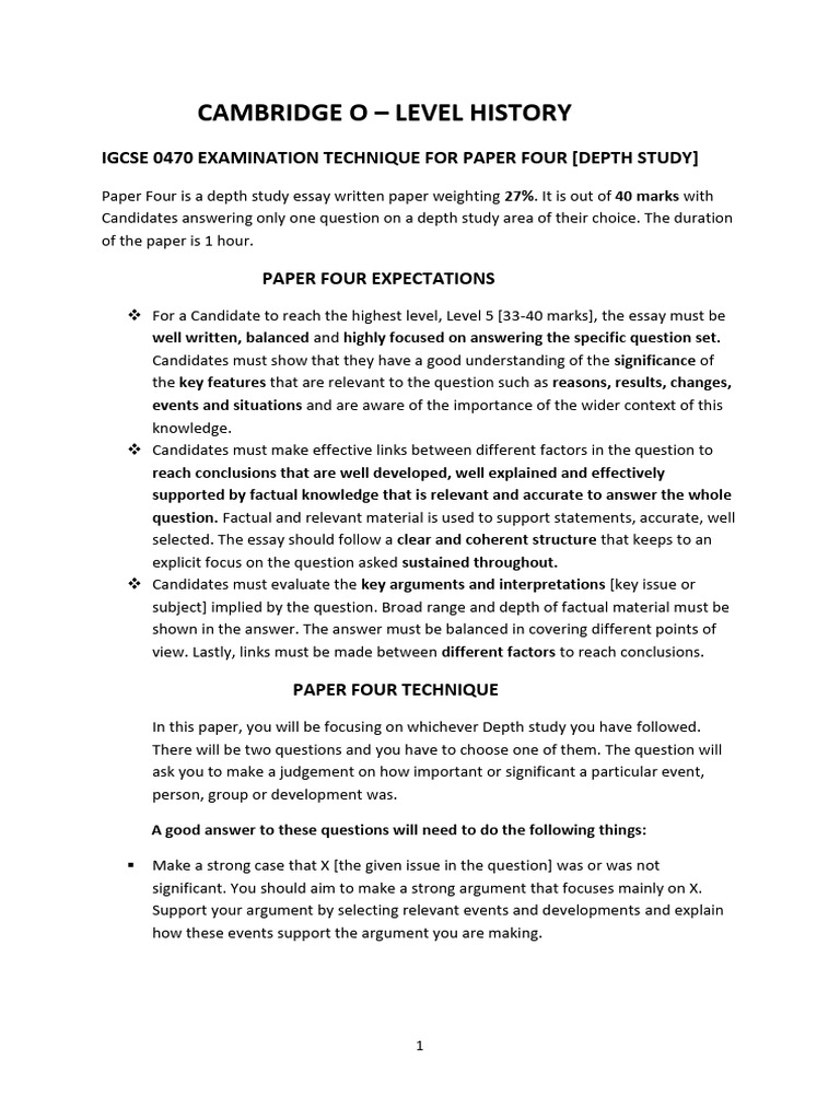 IGCSE History Paper 4 Techniques Guide | PDF | Argument | Reason
