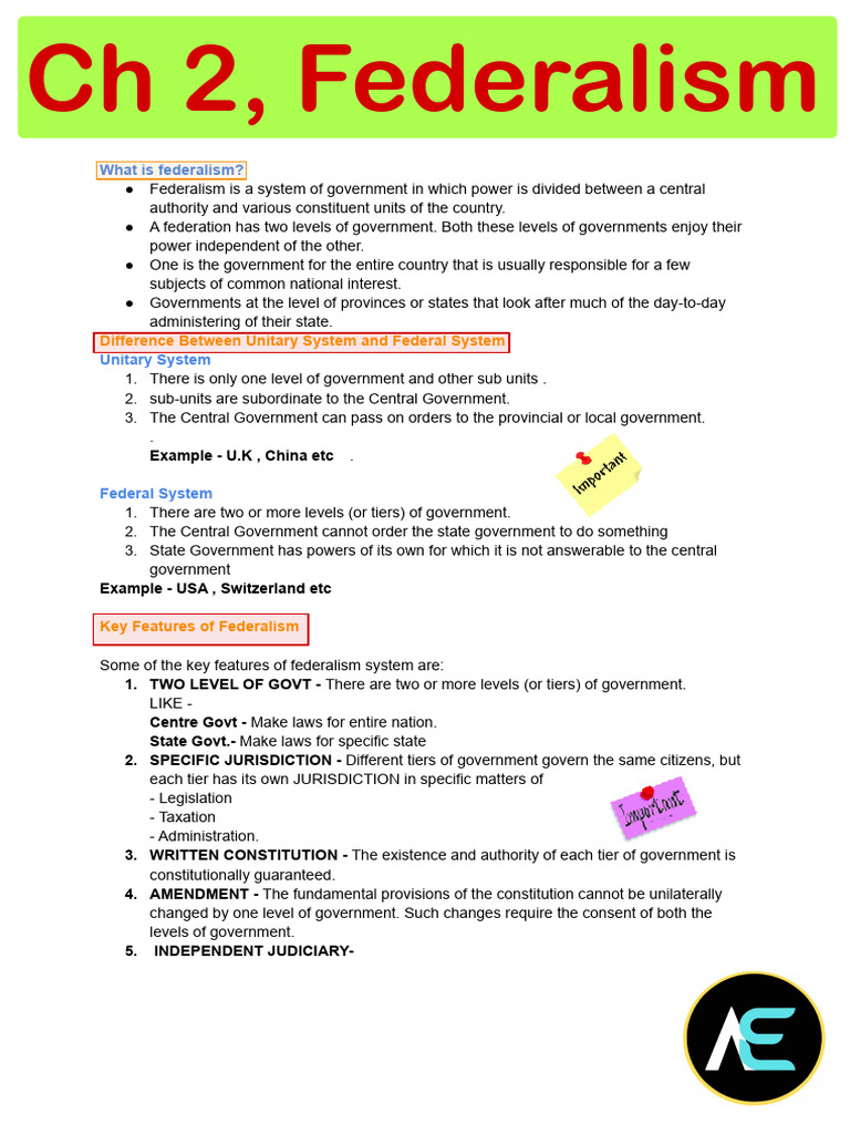 CH 2, Federalism | PDF | Federalism | Political Science