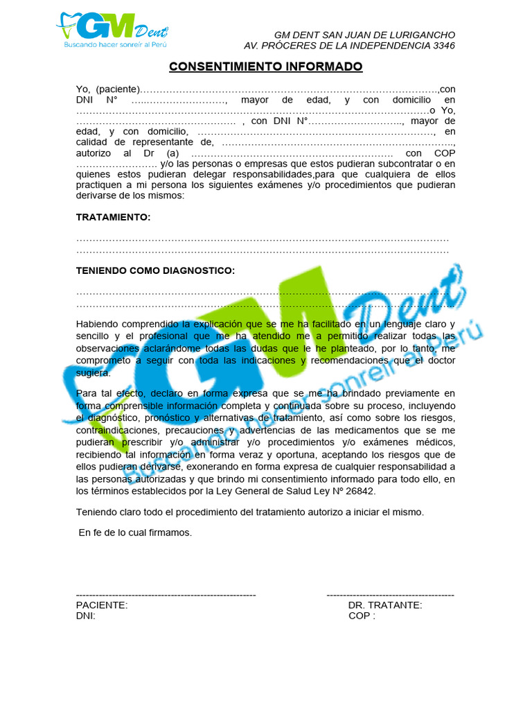 Consentimiento Informado General 2024 | PDF