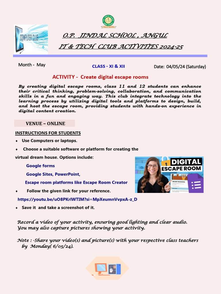 Digital Escape Room Project for IT Club | PDF