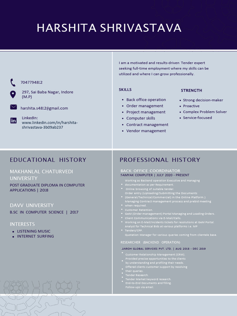 Harshita Shrivastava CV | PDF | Business | Computing