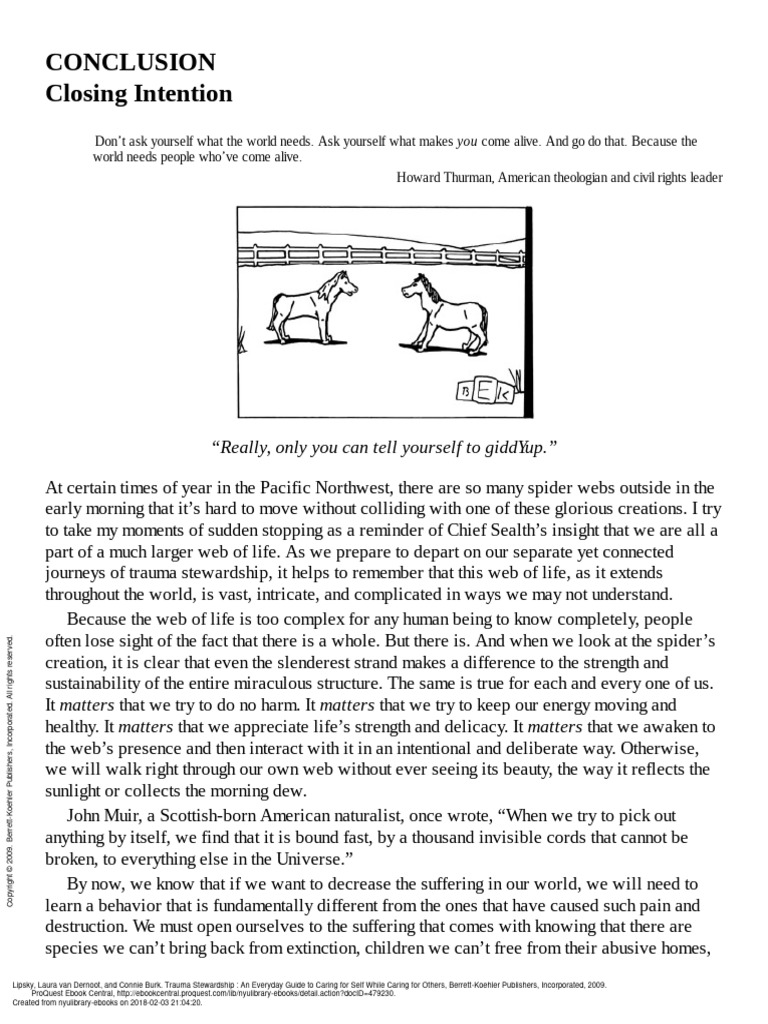 Conclusion - Trauma Stewardship - Lipsky | PDF