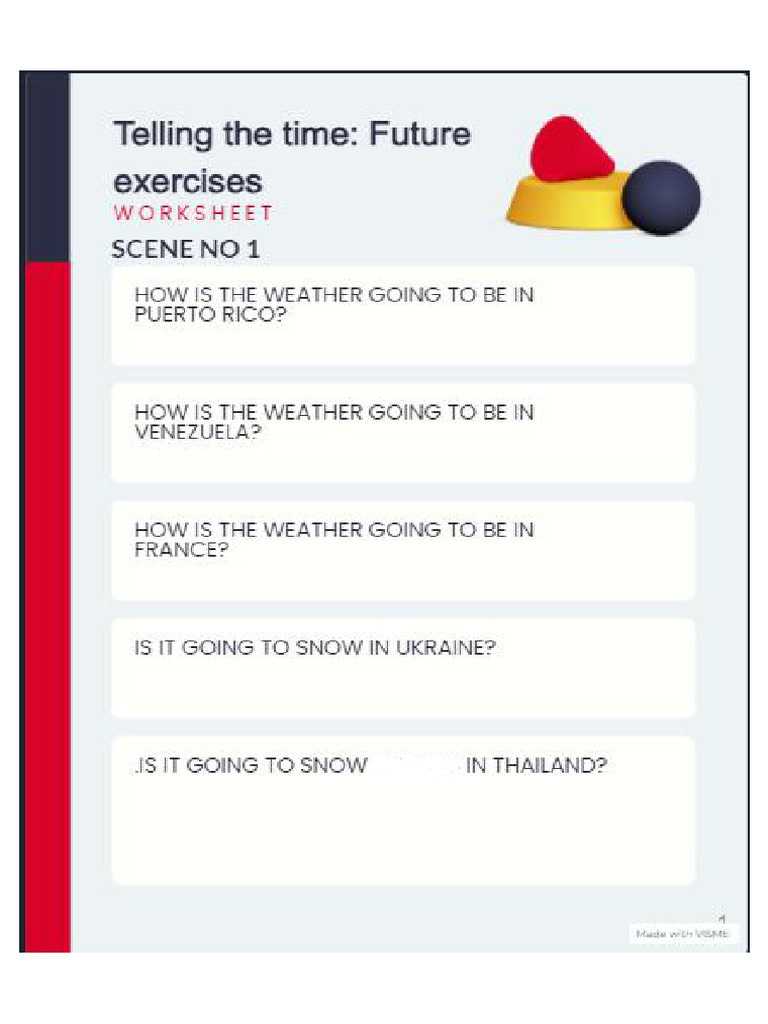Future Tense Exercise (Telling The Time) Worksheet | PDF