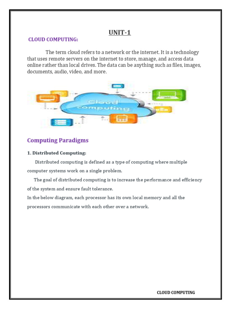 Unit 1 Cloud Computing | PDF | Cloud Computing | Software As A Service
