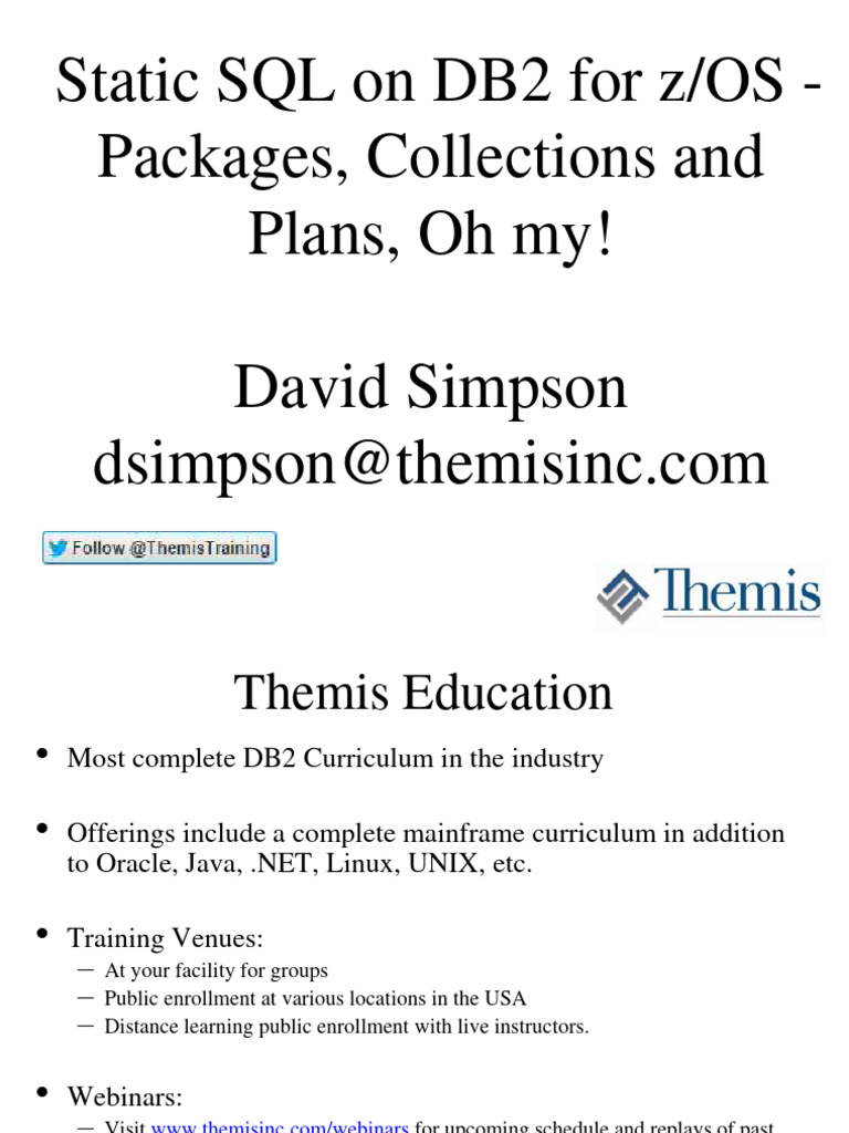 Static SQL On DB2 For zOS - Packages, Collections and Plan | PDF | Ibm Db2 | Library (Computing)