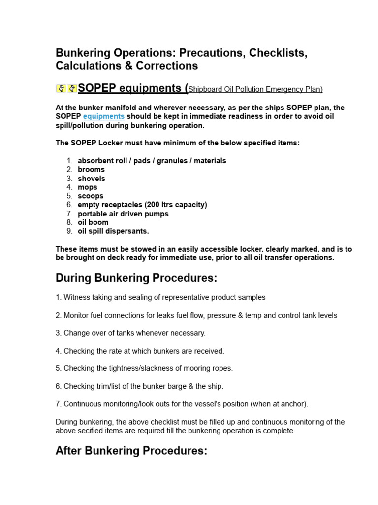 Bunkering Operations, SOPEP Locker | PDF | Fuel Oil | Density