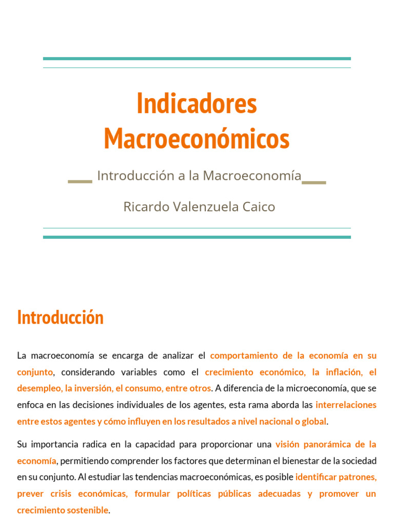Introducción la Macroeconomía_KPIs | PDF | Producto Interno Bruto | Inflación