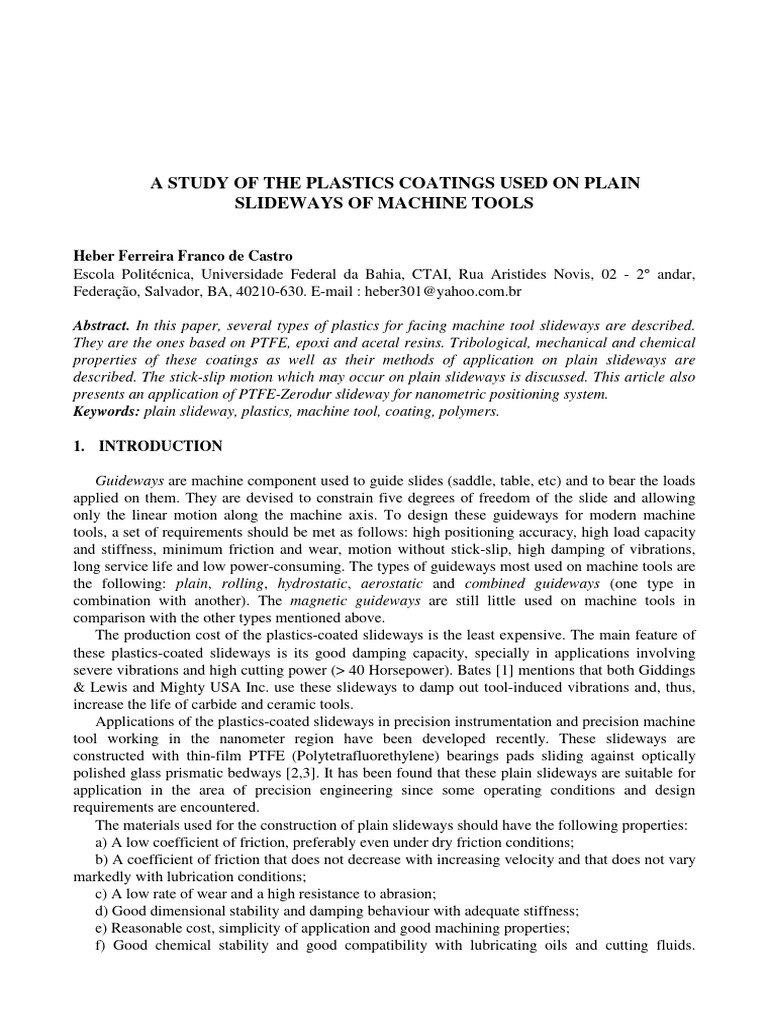 A Study of The Plastics Coatings Used On Plain | PDF | Friction | Wear