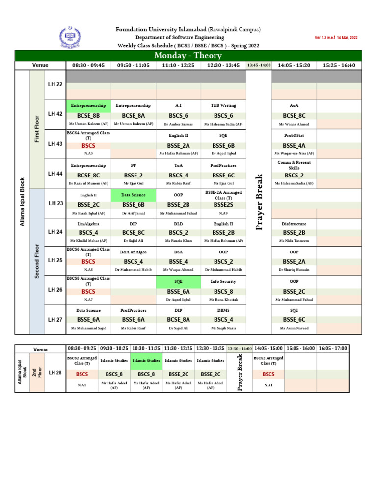 DSE Time Table Ver 1.3 W.E.F 14 March 2022 | PDF