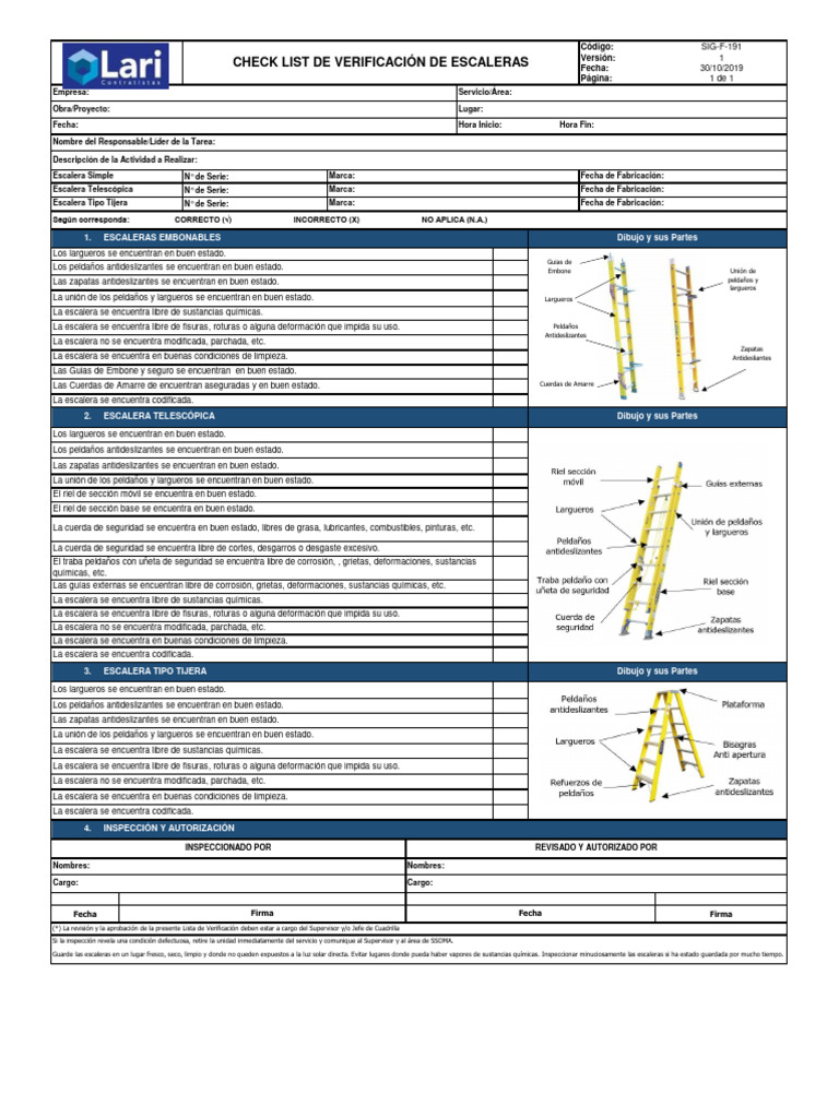Check List de Escaleras de Mano | PDF