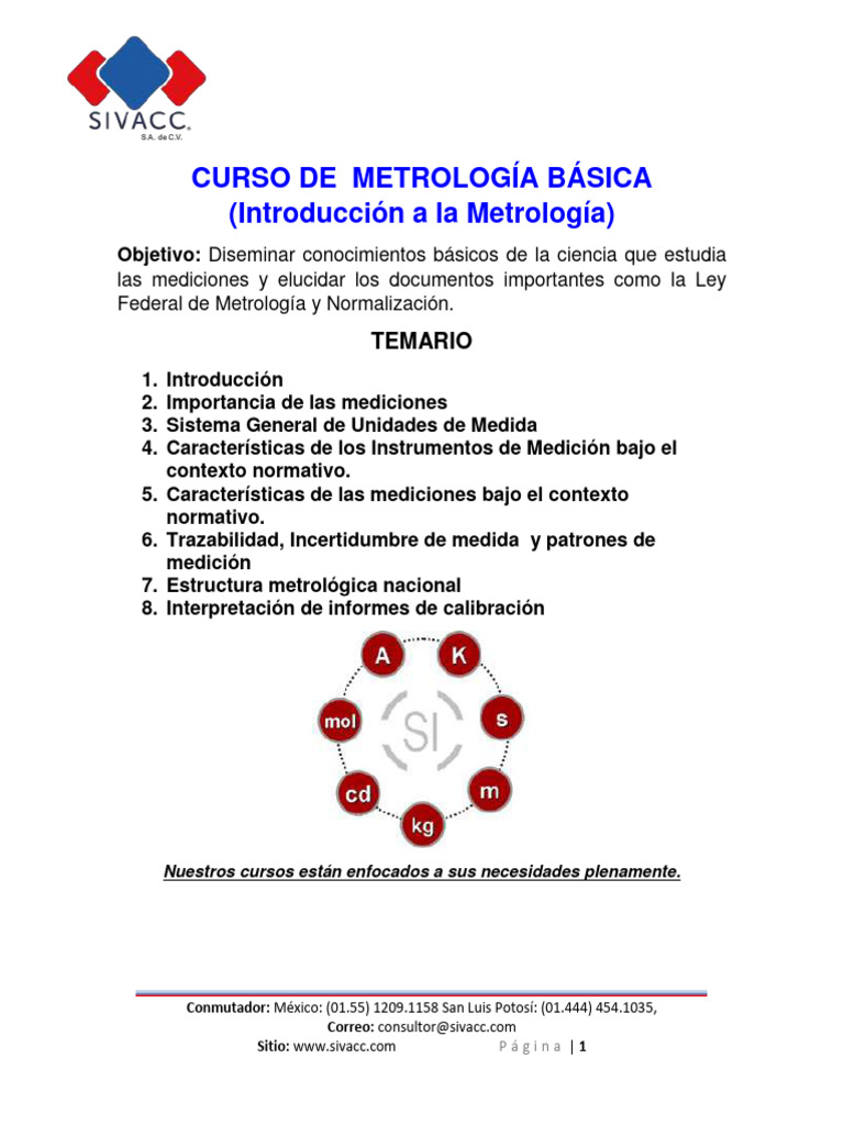Temarios de cursos en metrología y TR térmicos | PDF | Metrología ...