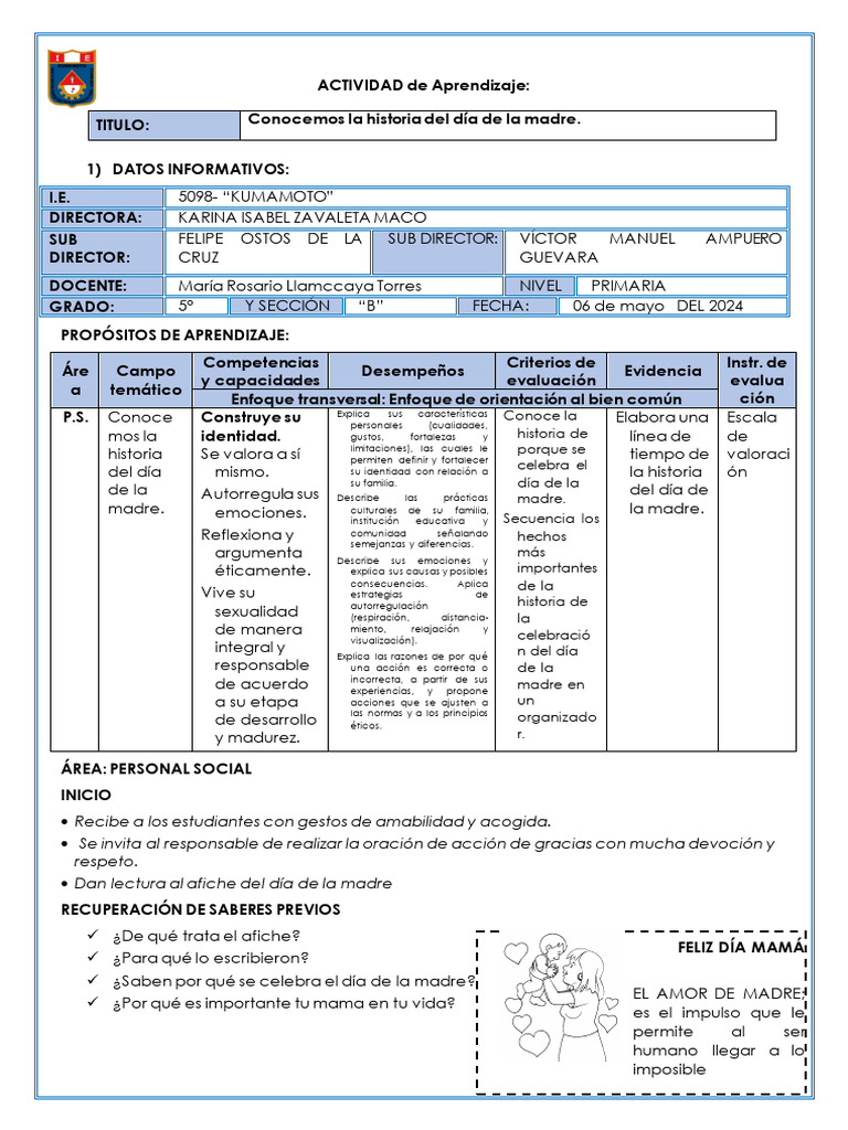 5° - SEMANA - 2 - SESIÓN - DÍA - 1 - PS - Conocemos La Historia Del Día ...
