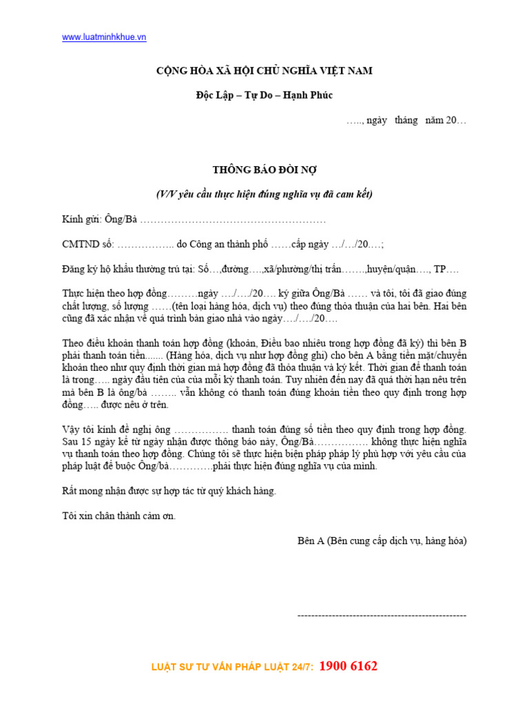 Mau-thong-bao-doi-no | PDF