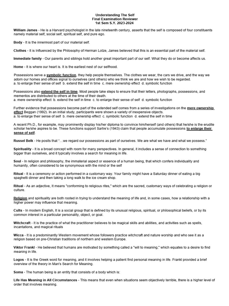 UTS-Final-Exam-Reviewer | PDF | Extraversion And Introversion | Self