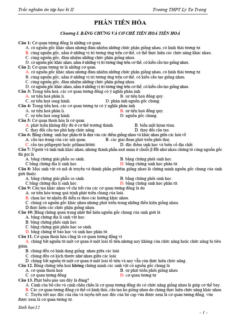 TN Sinh 12 HK2 | PDF